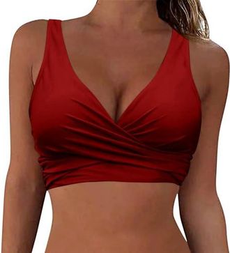 Generic Haut De Maillot De Bain pour Femme Push Up Sexy Hauts De Bikini Bretelles Chic Curvy Col en V Hauts De Maillots R&eacute;glables Soutien Gorge Swimsuit Tops 