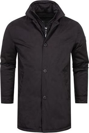 Indicode Hommes INOklaho Coat | Manteau court avec col montant et fermeture &eacute;clair cach&eacute;e Black L