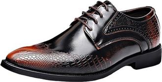 Generic Chaussures habill&eacute;es classiques &agrave; lacets pour homme Derbys Low Top Oxfords Bout pointu Chaussures en cuir &agrave; talon bloc antid&eacute;rapantes Chaussures large
