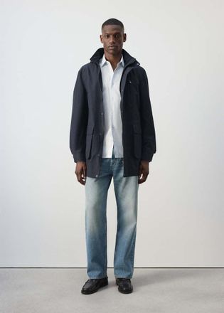 Mango Wasserabweisender Parka mit Kapuze nachtblau - Herren - XXL - MANGO MAN