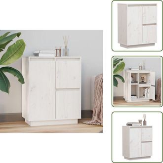 vidaXL Sideboard Wei&szlig; 60x34x75 cm Massivholz Kiefer - Holz Sideboard - Wei&szlig;es Sideboard - Massiver Kiefernschrank - Regal - tv Stand