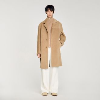 Sandro Langer Ledermantel mit G&uuml;rtel