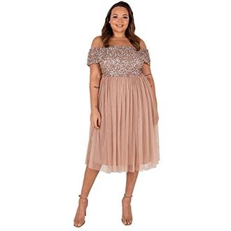 Maya Maya Berry Embellished Halter Neck Maxi Dress Robe de Demoiselle dhonneur, Blush taupe, 40