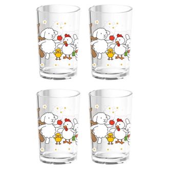 Emsa 513720 Farm Family Kindertrinkbecher, 200 ml, Hochglanzkunststoff SAN, klar (4 St&uuml;ck)