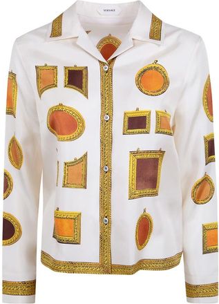 Versace Femme, Blouses et Chemises, Multicolore, Taille: 40 FR Chemise D&eacute;contract&eacute;e Imprim&eacute;e en Twill de Soie The Gallery