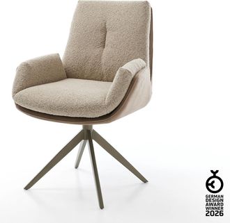 DELIFE Drehstuhl Clea-Flex Materialmix Schlamm Kreuzgestell breit Effektfinish Titan 360&deg; drehbar, Esszimmerst&uuml;hle