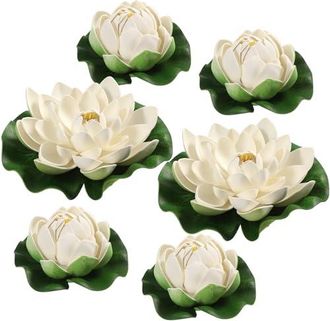 BESPORTBLE Lot de 6 fleurs de lotus flottantes artificielles en mousse de 17,8 cm pour piscine, n&eacute;nuphar, d&eacute;coration d&eacute;tang et de piscine