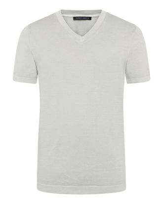 Trusted Handwork Unifarbenes T-Shirt aus Pima-Baumwolle mit V-Ausschnitt in