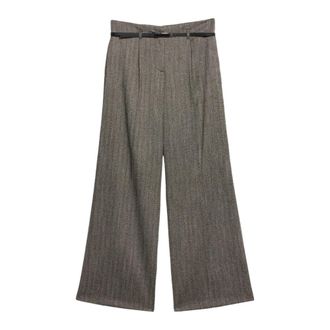 Oltre Nadelstreifen Palazzo Hose aus Flanell - - Trousers - Damen - Grau - XL