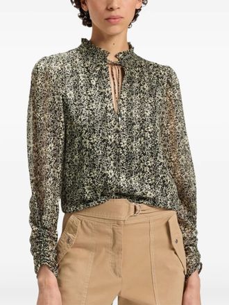 BOSS blouse volant&eacute;e &agrave; fleurs - Noir