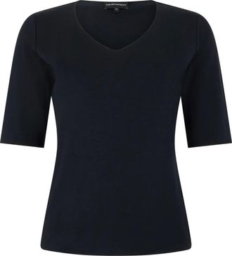 Emporio Armani Femme, Tops, Bleu, Taille: 46 FR T-shirt &agrave; manches courtes avec col en V