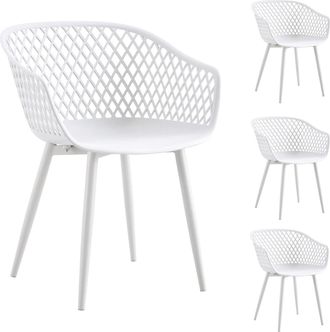 IDIMEX Esszimmerstuhl Madeira, schöner Küchenstuhl im Retro Design, bequemer Essstuhl im 4er Set, praktischer Essstuhl aus Kunststoff in weiß