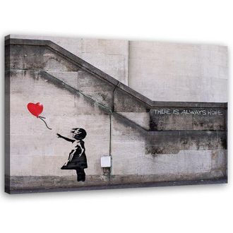 Feeby Feeby - Image sur toile, Murale Banksy Fille avec un Ballon - 90x60