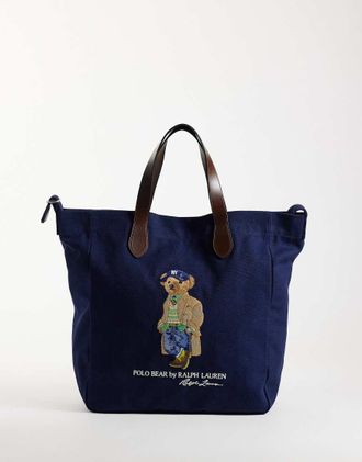 Polo Ralph Lauren Tote Bag mit B&auml;renprint in Marineblau