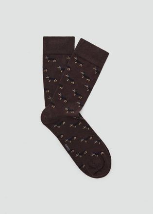Mango Chaussettes coton imprim&eacute; chien marron - Homme - 40-42 - MANGO MAN