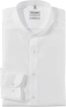 Olymp Herren Oberhemd Langarm Level.Five.Body.fit,Twill,Body fit,Stehkragen,Weiss 00,38