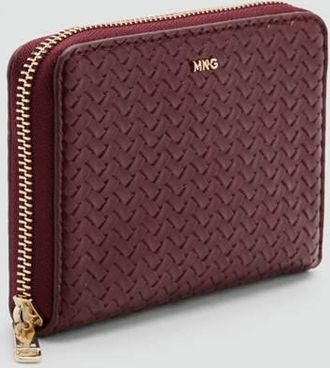 Mango Portefeuille moyen tress&eacute; bordeaux - Femme - Taille unique - MANGO