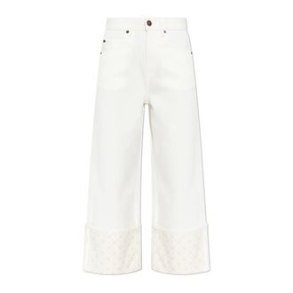 Tory Burch Femme, Jeans, Blanc, Taille: W26 Jean Droit &agrave; Revers Contrastant