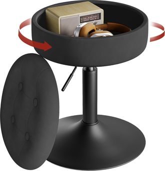 Woltu Schminktisch Stuhl, Sitzhocker mit Stauraum, Hocker H&ouml;henverstellbar aus Bequemem Samt, 360&deg; drehbar, F&uuml;r Schlafzimmer, Wohnzimmer, Esszimmer, Schwarz