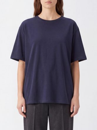 Khaite T-shirt &agrave; col rond en coton avec &eacute;paules tombantes