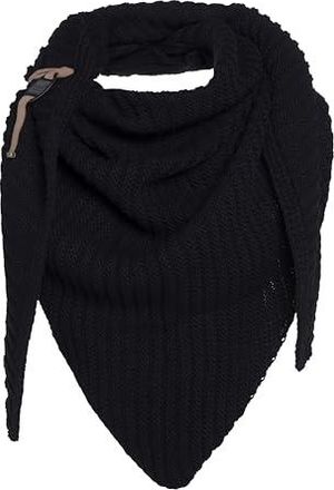 Knit Factory Demy Châle Tricoté - Foulard Triangle - Foulard femme pour lautomne et lhiver - Écharpe Femme - Châle Femme - 100% Fabriqué en Europe - Noir - 190x85 