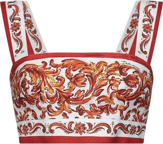 Dolce & Gabbana Femme, Tops, Multicolore, Taille: 44 FR Top imprim&eacute; Maiolica