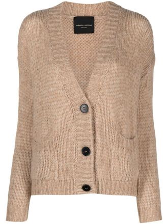 Roberto Collina cardigan en laine m&eacute;lang&eacute;e &agrave; col v - Tons neutres