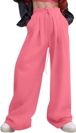 Generic Pantalon Jogging Femme avec Poches et Taille Elastique Pantalon de Jogging Taille Haute Oversize Baggy Femme Elegant D&eacute;contract&eacute; Pantalons Chaud Autom