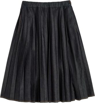 Jil Sander Femme, Jupes, Bleu, Taille: 38 FR Jupe pliss&eacute;e en denim l&eacute;ger