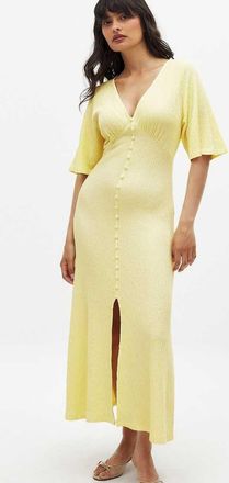 NA-KD Robe mi-longue boutonn&eacute;e - Jaune clair