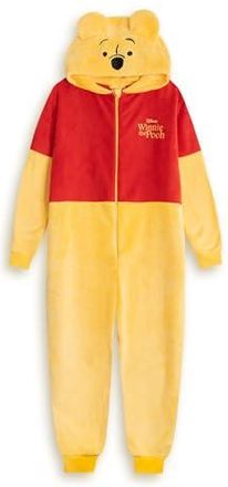 Disney Grenouill&egrave;re zipp&eacute;e Winnie lourson Jaune et Rouge pour Femme | Tenue dint&eacute;rieur &agrave; Capuche et Manches Longues en Polaire Douillette | Pyjama Dessin ani