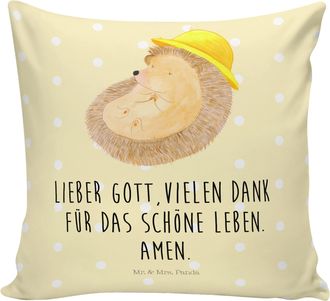 Mr. & Mrs. Panda 40 x 40 Kissen Igel Beten - Geschenk, Sofakissen, Gute Laune, Igel mit Hut, Kissenh&uuml;lle, Kissenh&uuml;lle 40x40, sofakissen, lustige