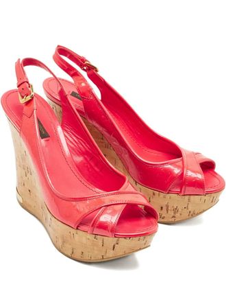 Louis Vuitton sandales monogramm&eacute;es &agrave; brides crois&eacute;es - Rouge