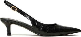 Twin-Set Slingback-Pumps mit Kroko-Pr&auml;gung 50mm - Schwarz