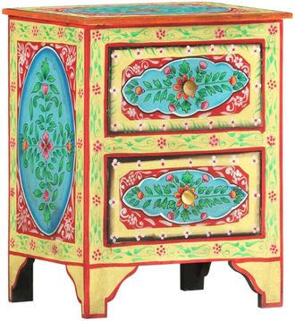 vidaXL Handbemalter Nachttisch 40&times;30&times;50 cm Mango Massivholz Vidaxl