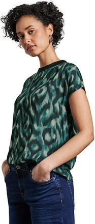 Street One Damen A322964 Bedrucktes T-Shirt, Hunter Green, 44