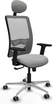 Piqueras y Crespo Computerstuhl Zulema mit 2D-Armen, h&ouml;henverstellbarer Lendenwirbelst&uuml;tze und festem Kopfteil, ausgestattet mit 3 Positionen, Grau/Hellgrau