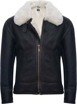 Infinity Leather Veste de Cuir pour Homme en Peau de Mouton Retourn&eacute;e RAF B3 Pilot Marron Cr&egrave;me L