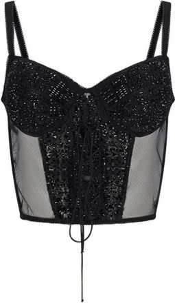 Ermanno Scervino Femme, Tops, Noir, Taille: 42 FR Top avec Broderie