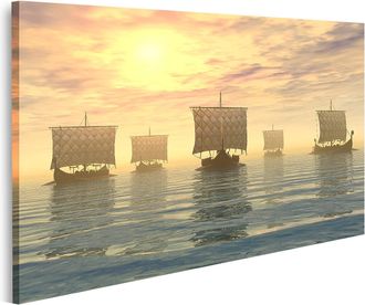 Islandburner Bild auf Leinwand Wikingerschiffe Auf See Bilder Wandbilder Poster