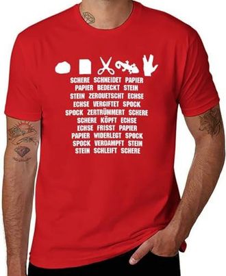 Generic Stein, Papier, Schere, Echse, Spock T-Shirt | Kult | Fun, Rouge, 6XL