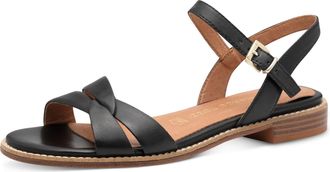 Marco Tozzi Damen Sandalen mit Absatz mit Verstellbarem Riemen aus Leder, Schwarz (Black), 38 EU