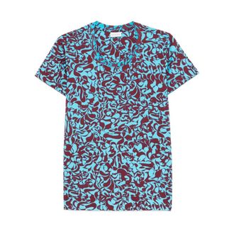 Dries Van Noten Homme, Tops, Bleu, Taille: S T-shirt &agrave; Col Rond avec Imprim&eacute; Int&eacute;gral