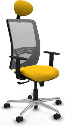 Piqueras y Crespo Zulema Telearbeitsstuhl mit 1D-Armen, h&ouml;henverstellbarer Lendenwirbelst&uuml;tze und festem Kopfteil, ausgestattet mit 3 Positionen und Schneidschaum, Grau