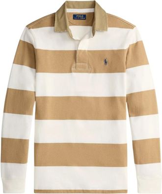 Ralph Lauren Homme, Tops, Multicolore, Taille: L Classic Fit Khaki-Collar Rugby Shirt