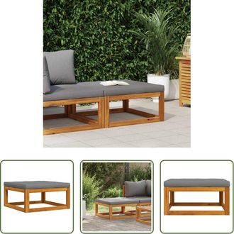 vidaXL Canap&eacute; ext&eacute;rieur - Repose-pied avec coussin gris fonc&eacute; Bois dacacia massif