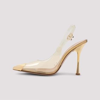 Gianvito Rossi Hohe Schuhe - Metallic High-Heeled Pumps With Transparent Upper - Gr. 37,5 (EU) - in Beige - f&uuml;r Damen