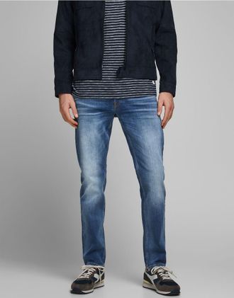 Jack & Jones Mike - Jean droit - Denim d&eacute;lav&eacute;-Bleu