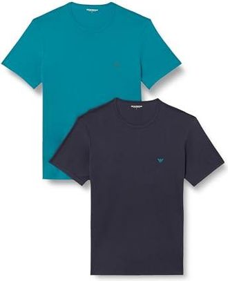 Emporio Armani 2-Pack Crew Neck T-Shirt, Bleu Harbour Blue/Armani, L Homme