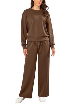 SHEKINI Survetement Femme Ensemble de Surv&ecirc;tement Deux Pi&egrave;ces &agrave; Manches Longues et Col Rond Sweatshirt Jogging Ensembles Sports Tenues Haut et Pantalon Droit 